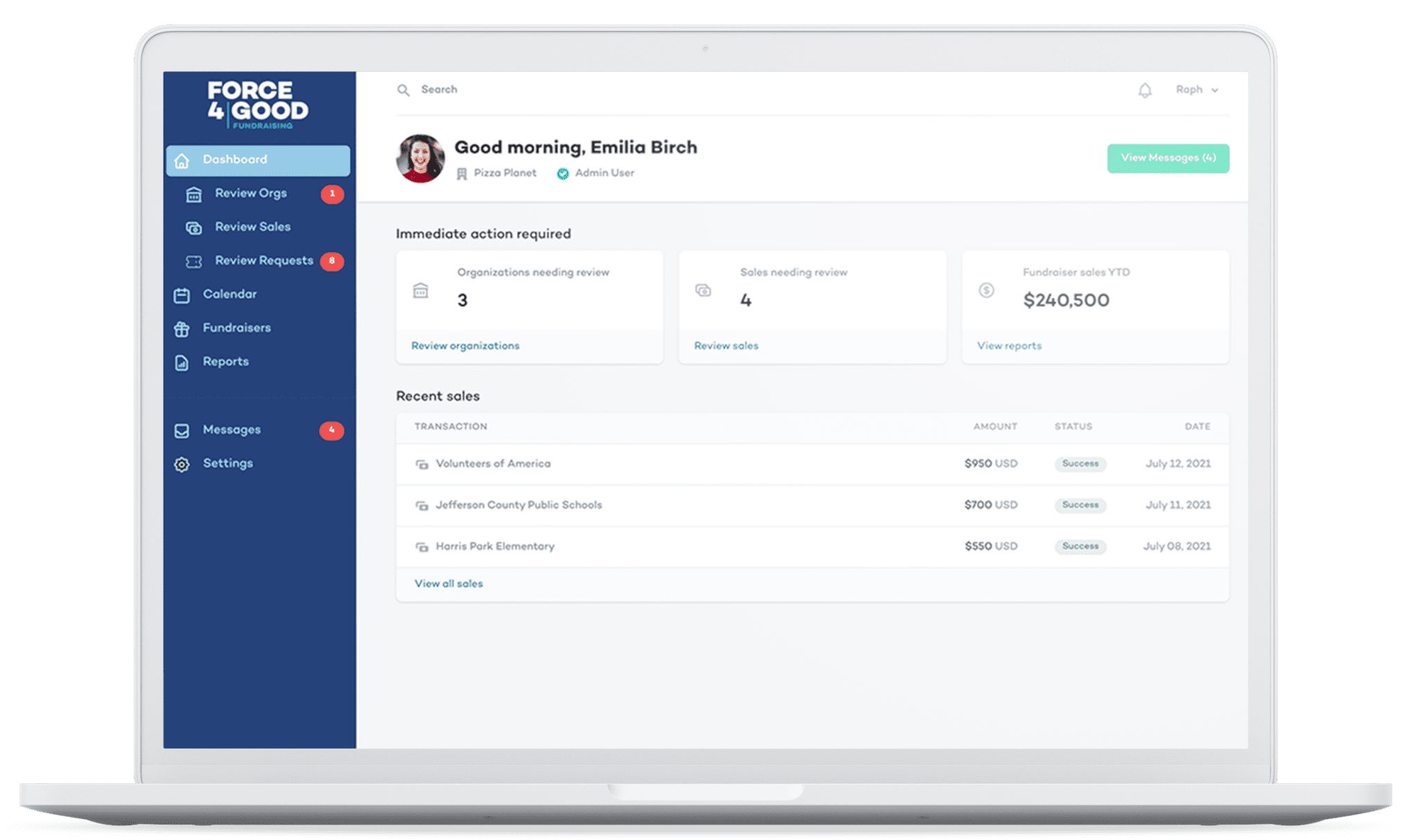 Force4Good Give-back Fundraisers for Restaurants & Retailers